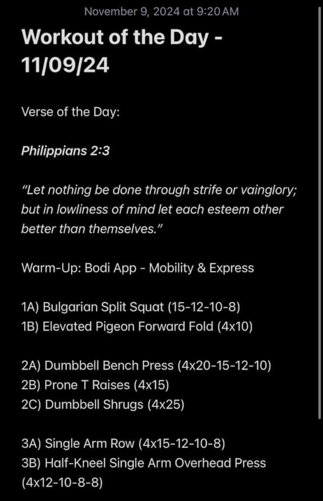 11/09/2024 - Workout Of The Day (Lower Body And Stability)